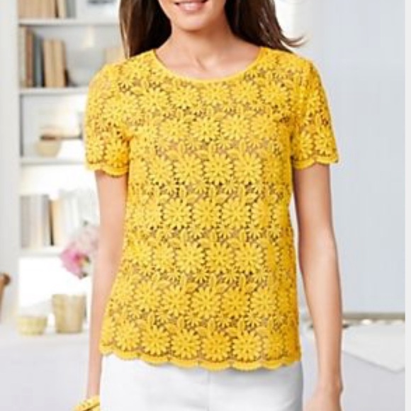 Talbots | Tops | Talbots Daisy Lace Yellow Top | Poshmark